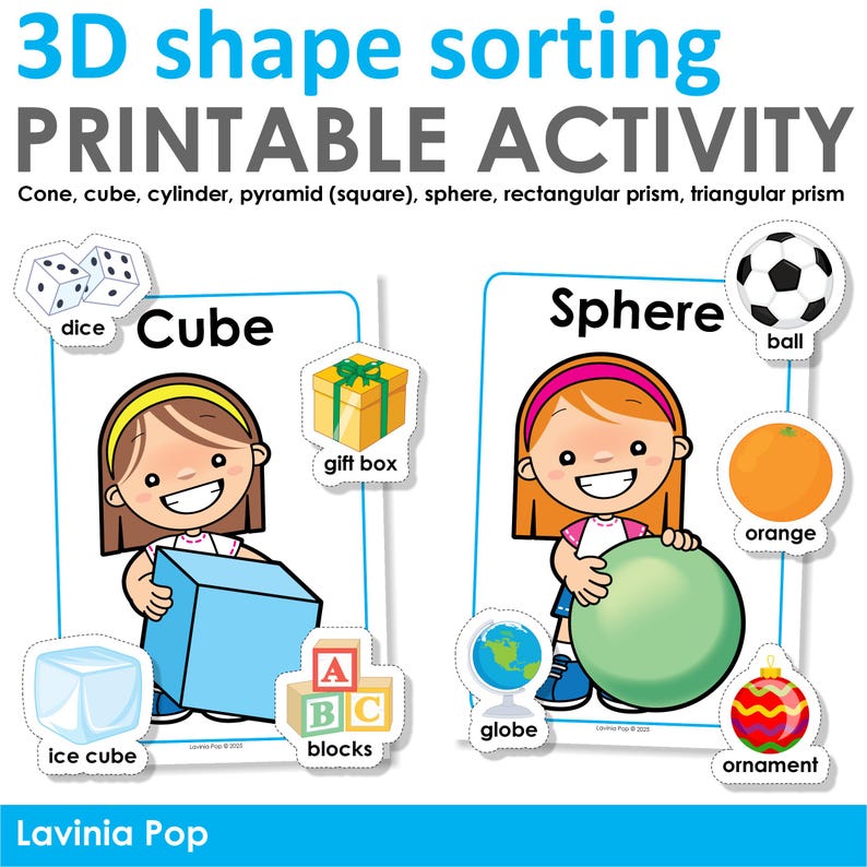 3D Shape Sorting Activity With Real Life Object Illustrations ...