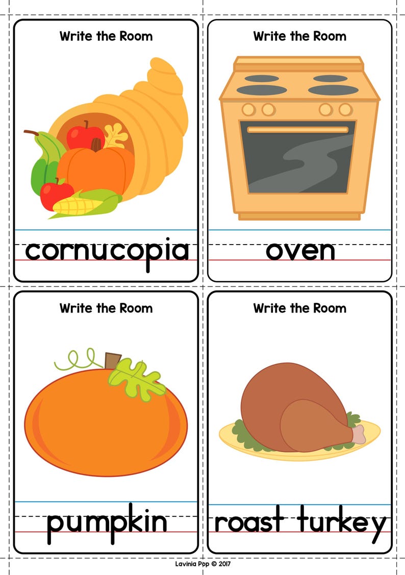 Thanksgiving Write the Room Printable Activity | Spelling and ...