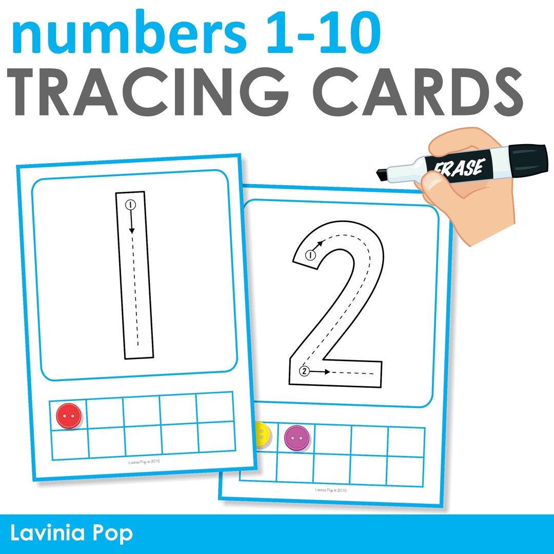 Number Tracing Cards 1-10 - Etsy