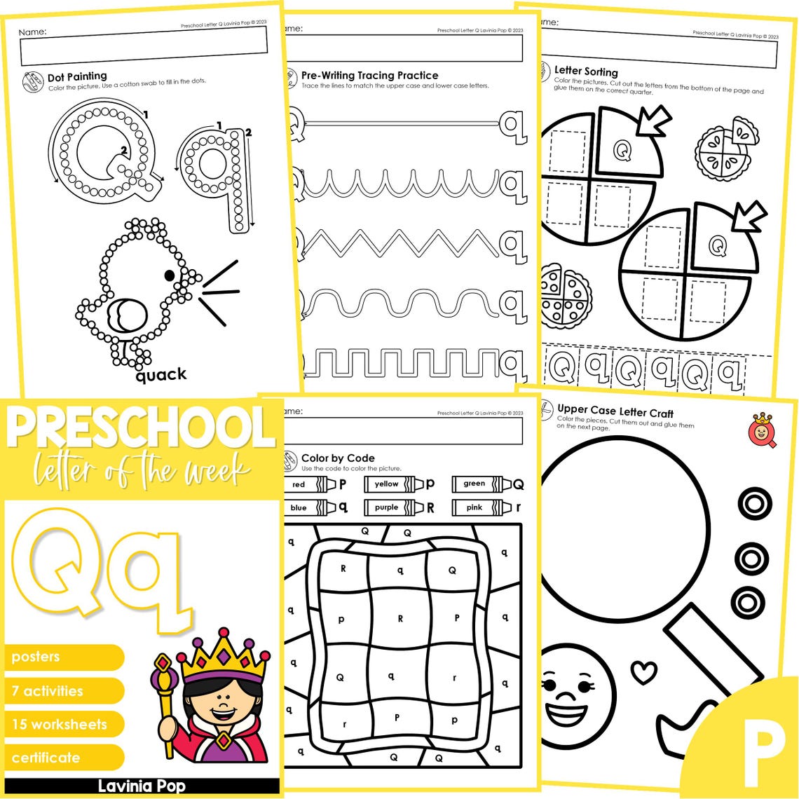 Preschool Alphabet Letter of the Week Curriculum Q - Etsy