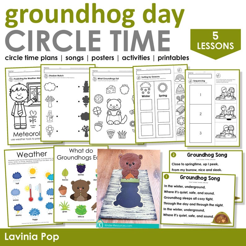 Groundhog Day Preschool Theme Curriculum Printables | Preschool Circle ...