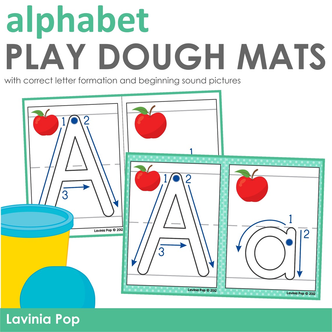 Alphabet Play Dough Mats With Correct Letter Formation and Beginning ...