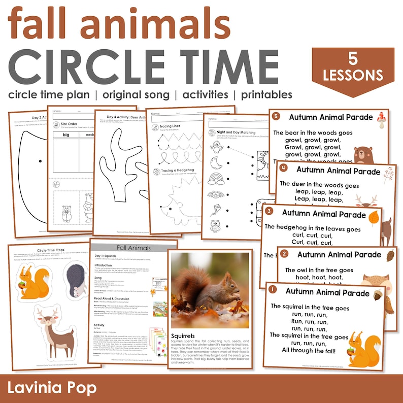 Fall Animals Preschool Curriculum Printables | Fall Animals Preschool ...