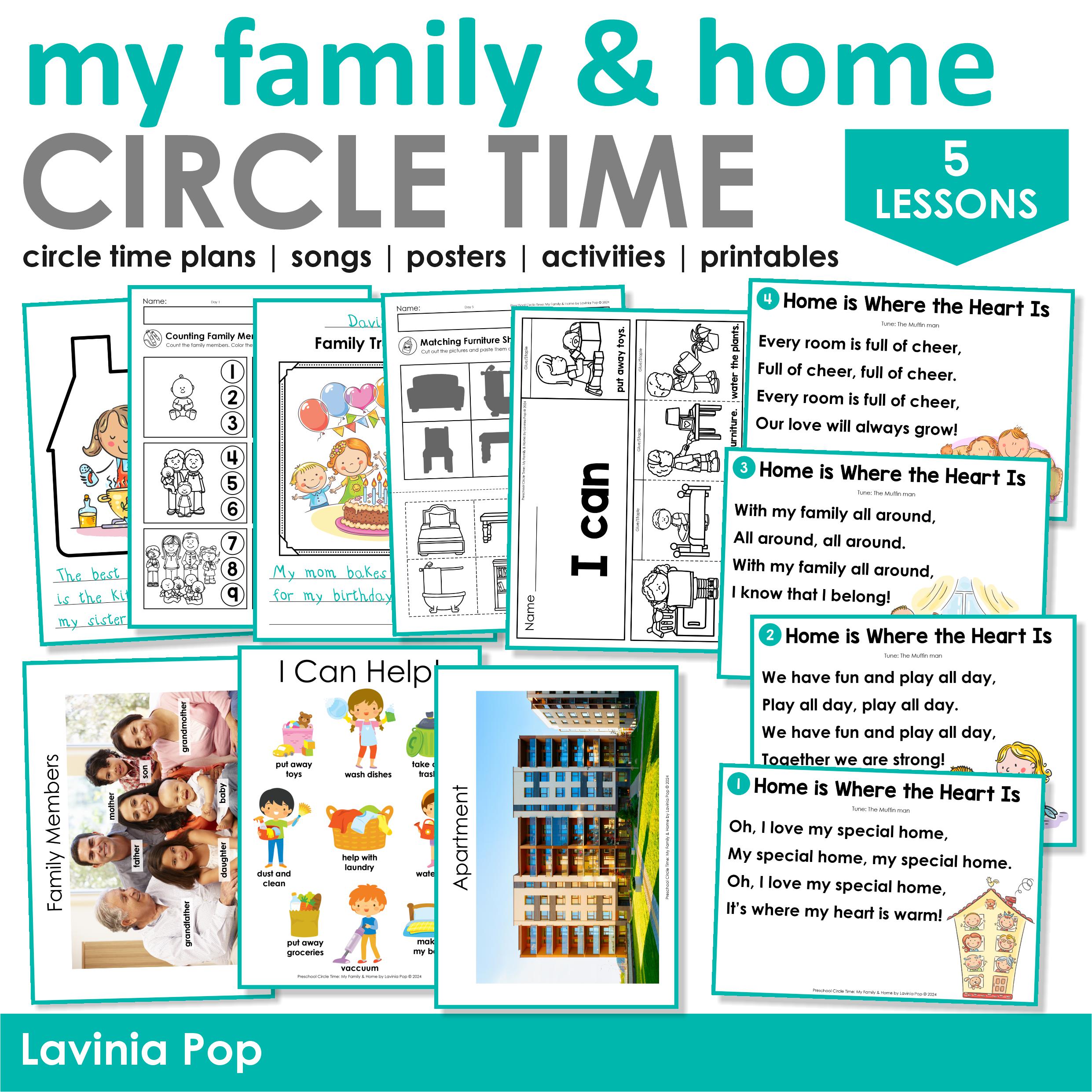 My Family and Home Preschool Theme Curriculum Printables | Preschool ...