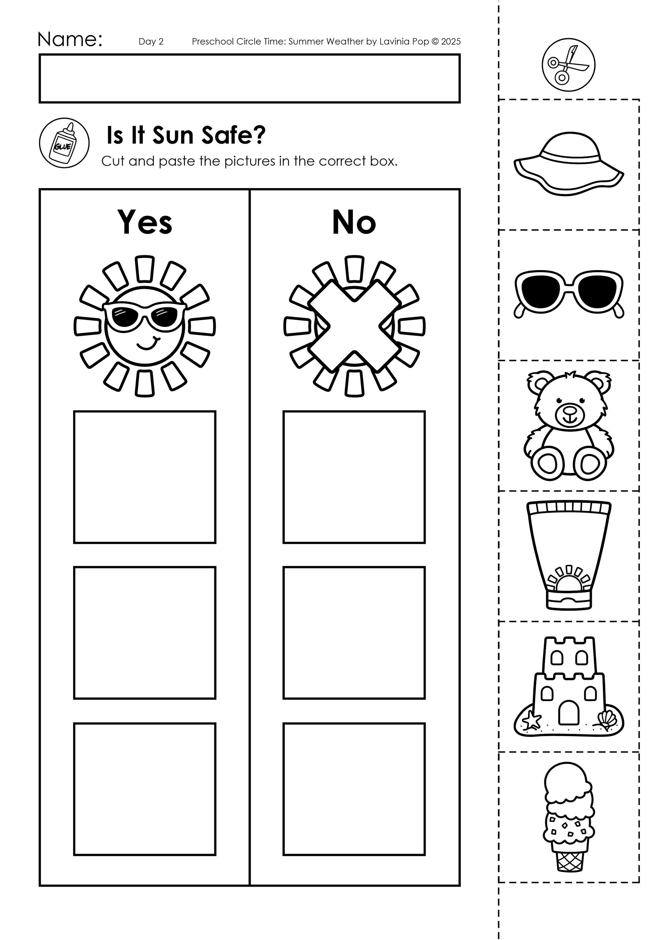 Summer Weather Preschool Theme Curriculum Printables | Preschool Circle ...