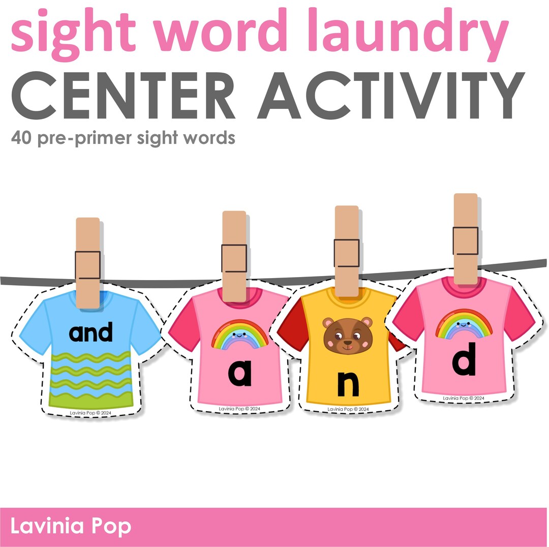 Sight Word Laundry Spelling Center Activity | Printable for Preschool ...