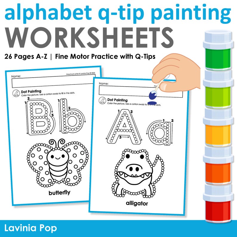 Alphabet Q-tip Painting Worksheets A–Z | Fine Motor Dot Painting ...