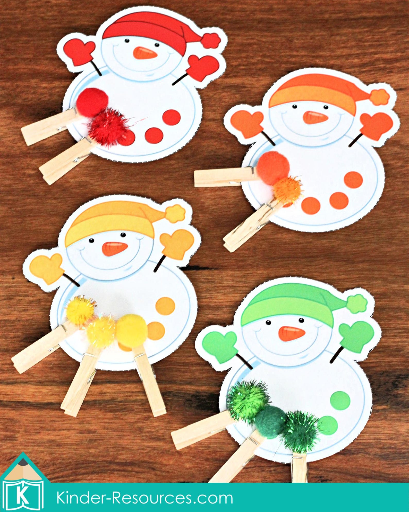 Winter Snowman Color Matching Printable Activity for Preschool ...