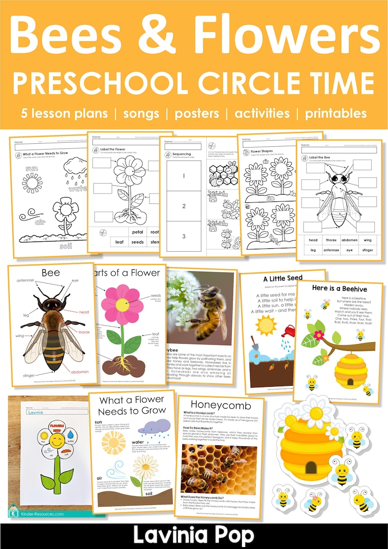 Bees and Flowers Preschool Theme Curriculum Printables | Preschool ...