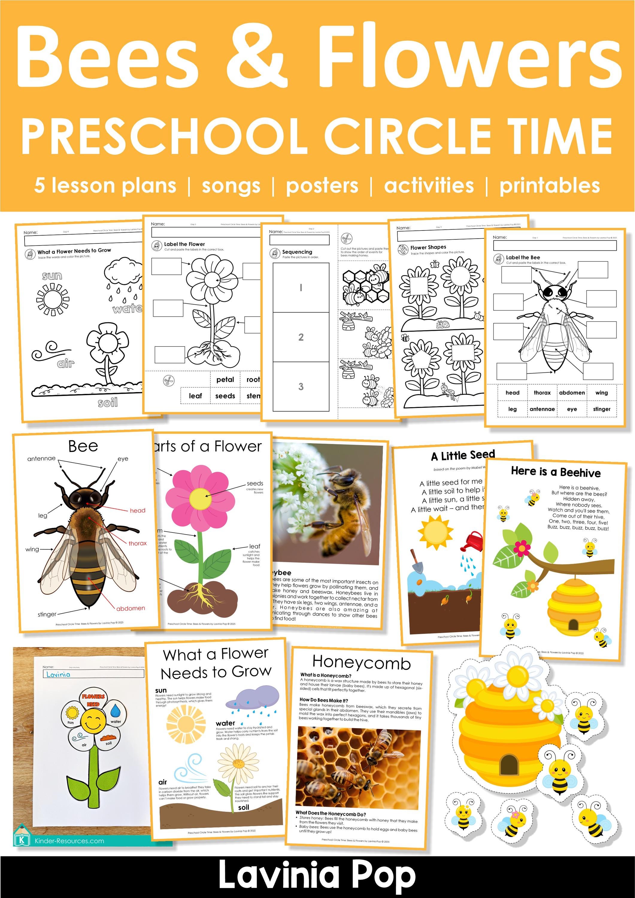 Bees and Flowers Preschool Theme Curriculum Printables | Preschool ...