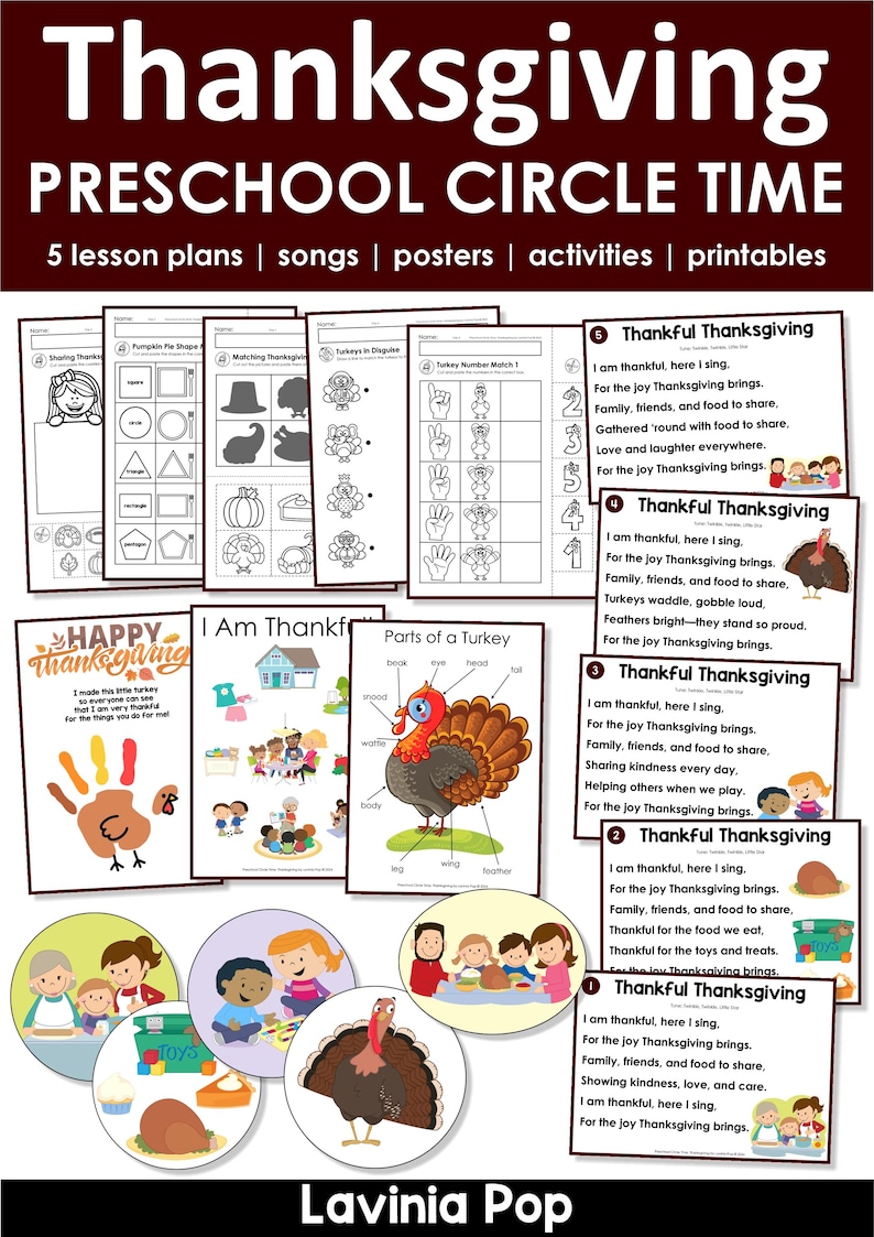 Thanksgiving Preschool Theme Curriculum Printables | Preschool Circle ...
