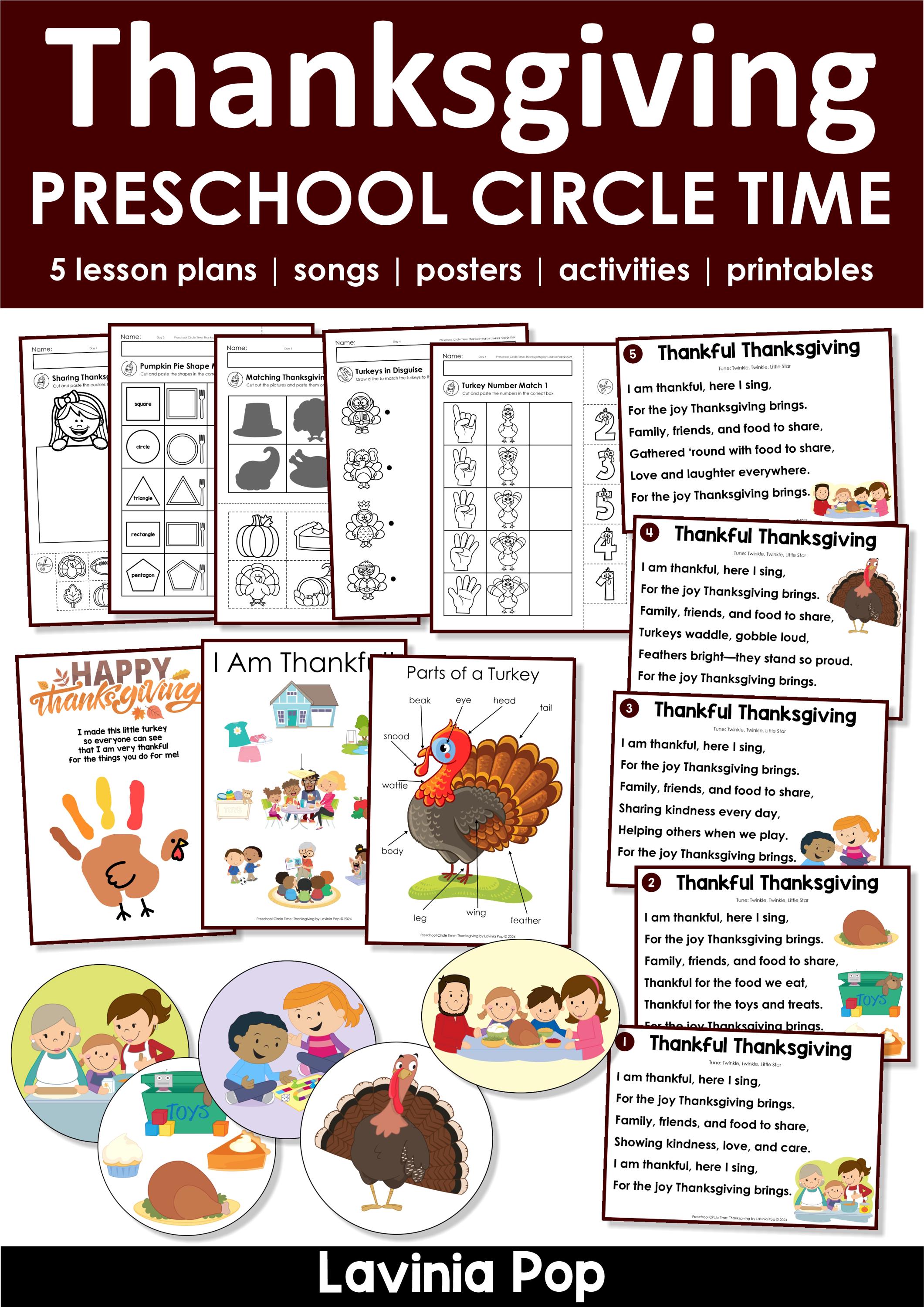 Thanksgiving Preschool Theme Curriculum Printables | Preschool Circle ...