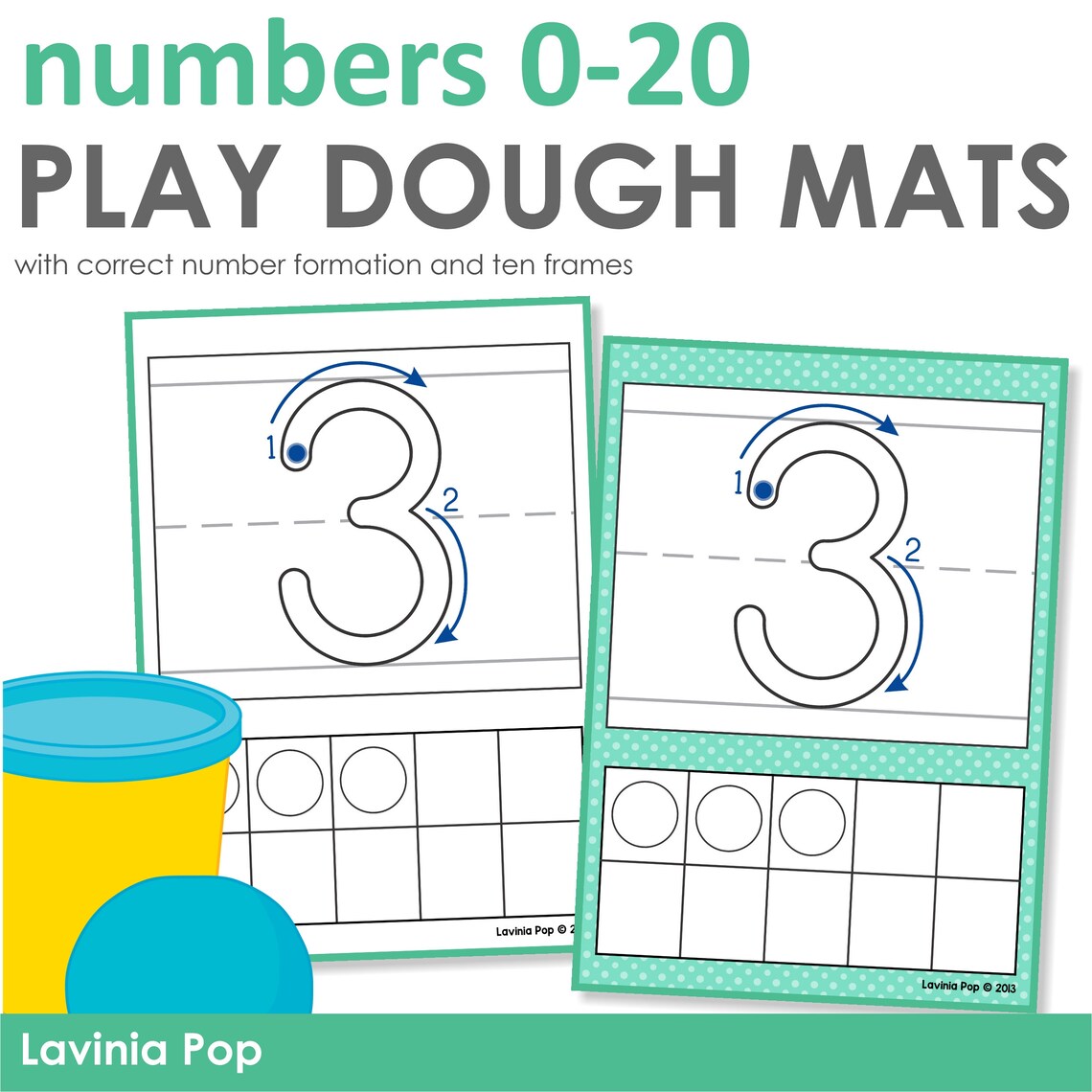 Number Play Dough Mats With Ten Frames (0-20) - Etsy