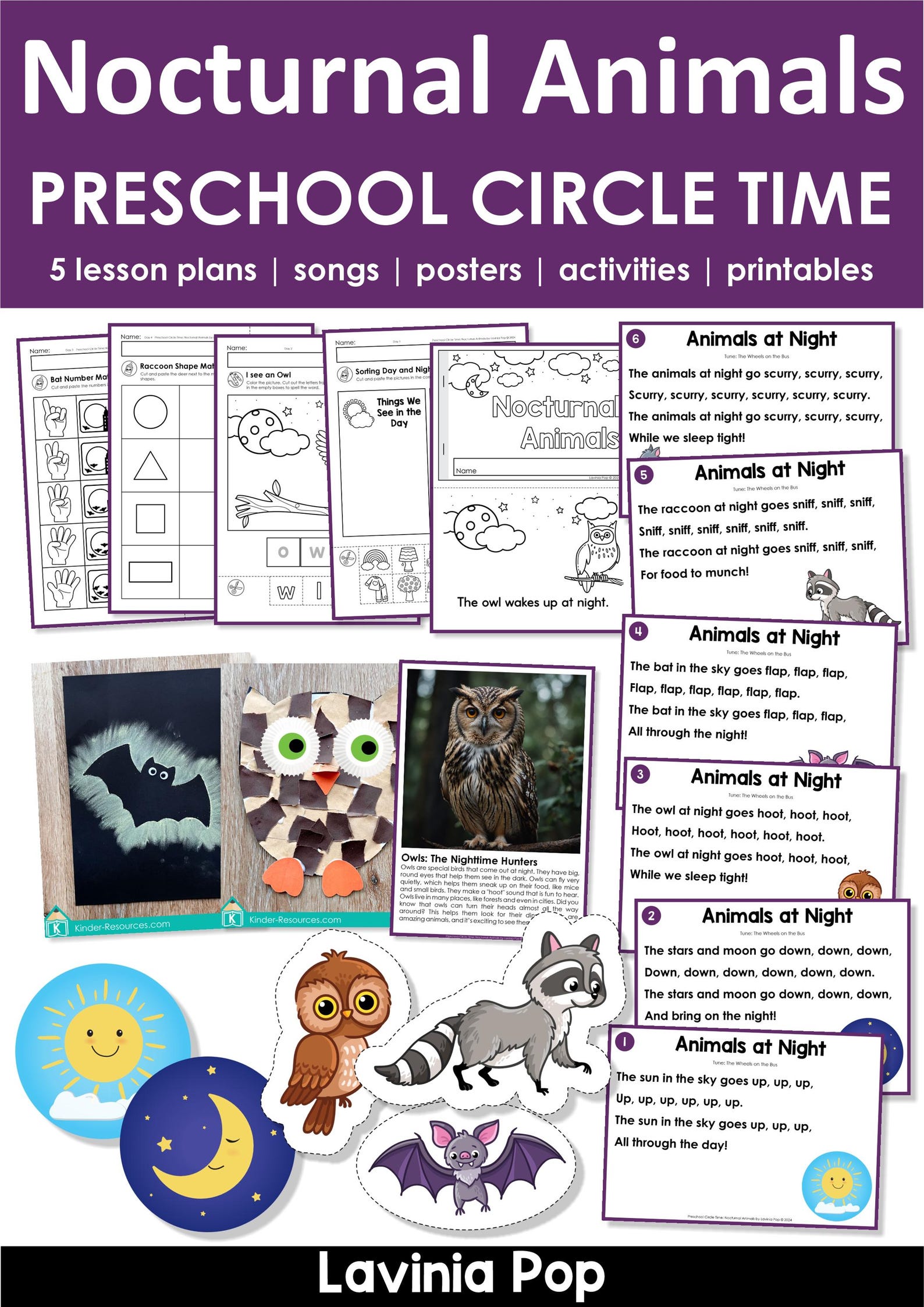 Nocturnal Animals Preschool Curriculum Printables | Nocturnal Animals ...