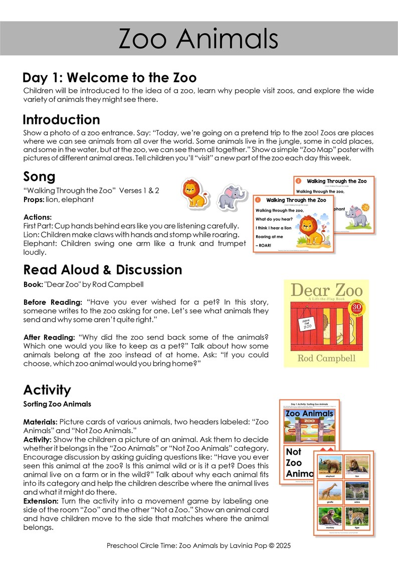 Zoo Animals Preschool Circle Time Plan | Lesson Plans, Activities ...