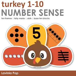 Thanksgiving Turkey Number Sense Match | Printable Math Activity for ...