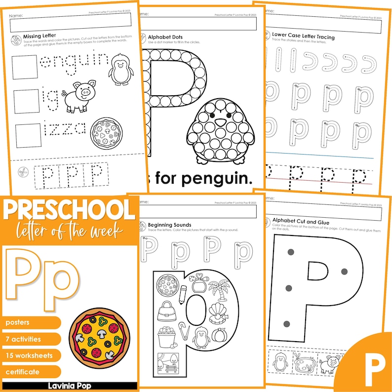 Preschool Alphabet Letter of the Week Curriculum P - Etsy