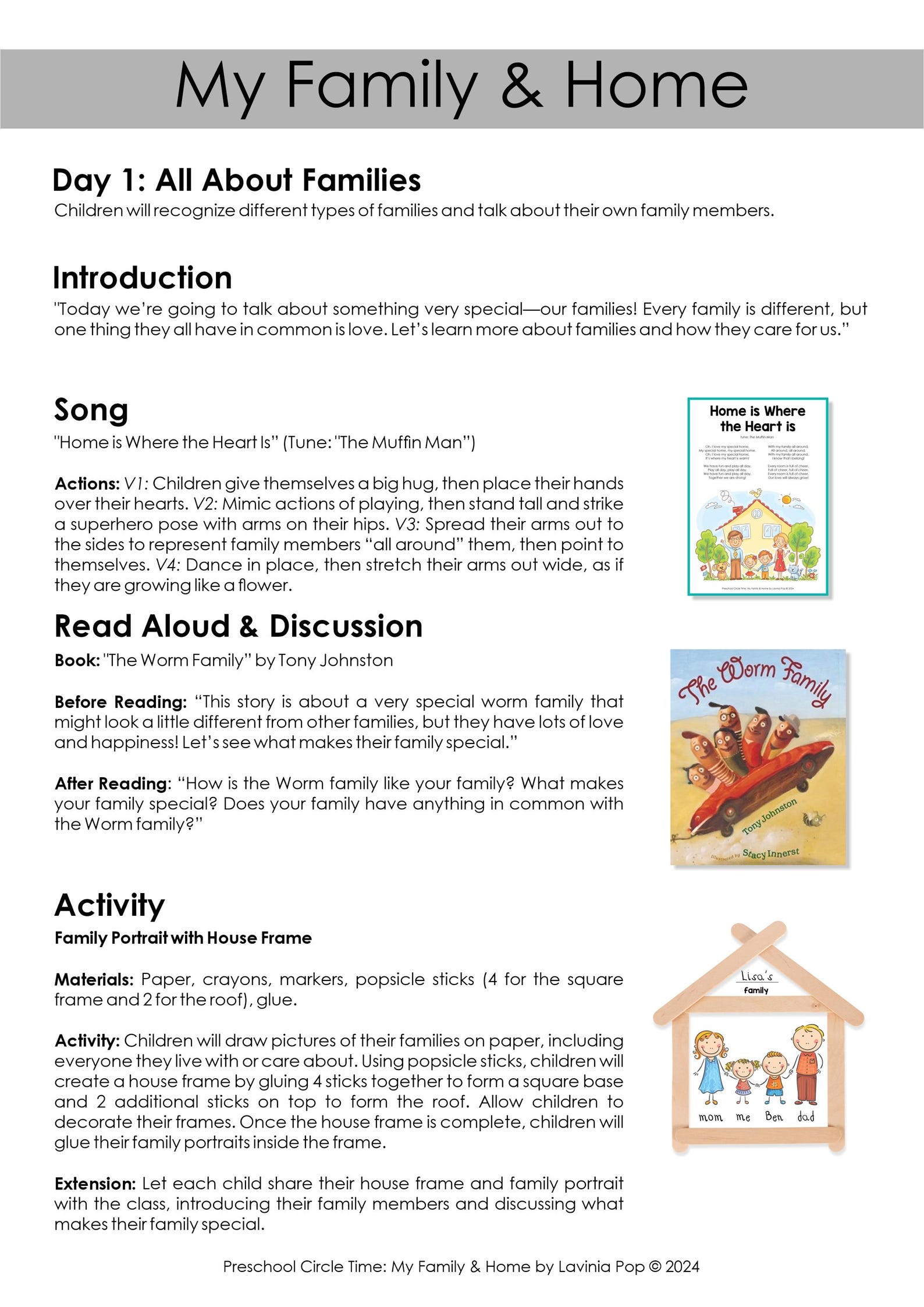 My Family and Home Preschool Theme Curriculum Printables | Preschool ...