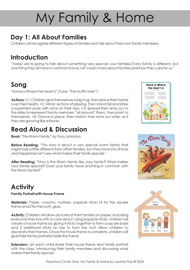My Family and Home Preschool Theme Curriculum Printables | Preschool ...