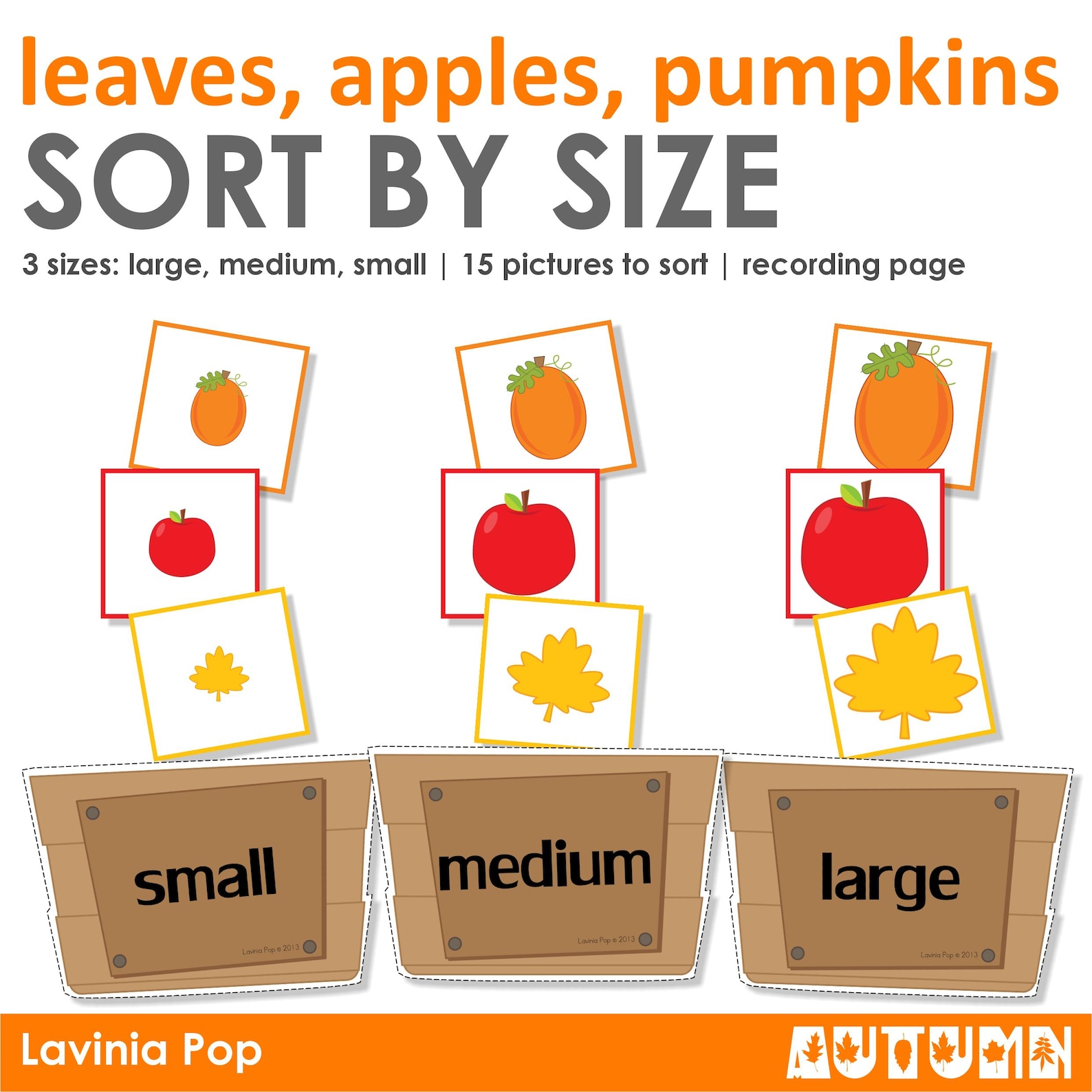 Autumn Leaves, Pumpkins and Apples Sort by Size Activity - Etsy