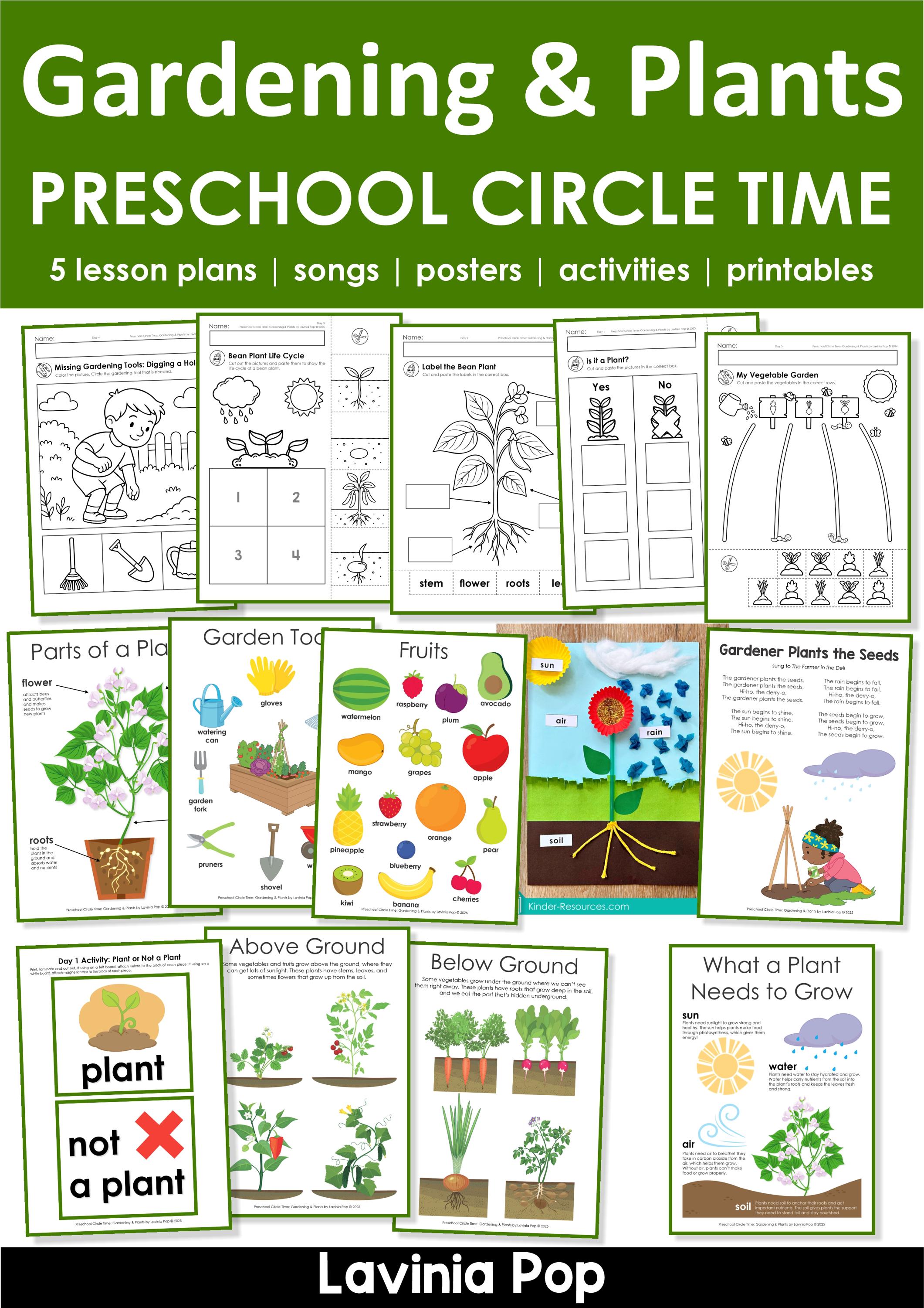 Gardening and Plants Preschool Theme Curriculum Printables | Preschool ...