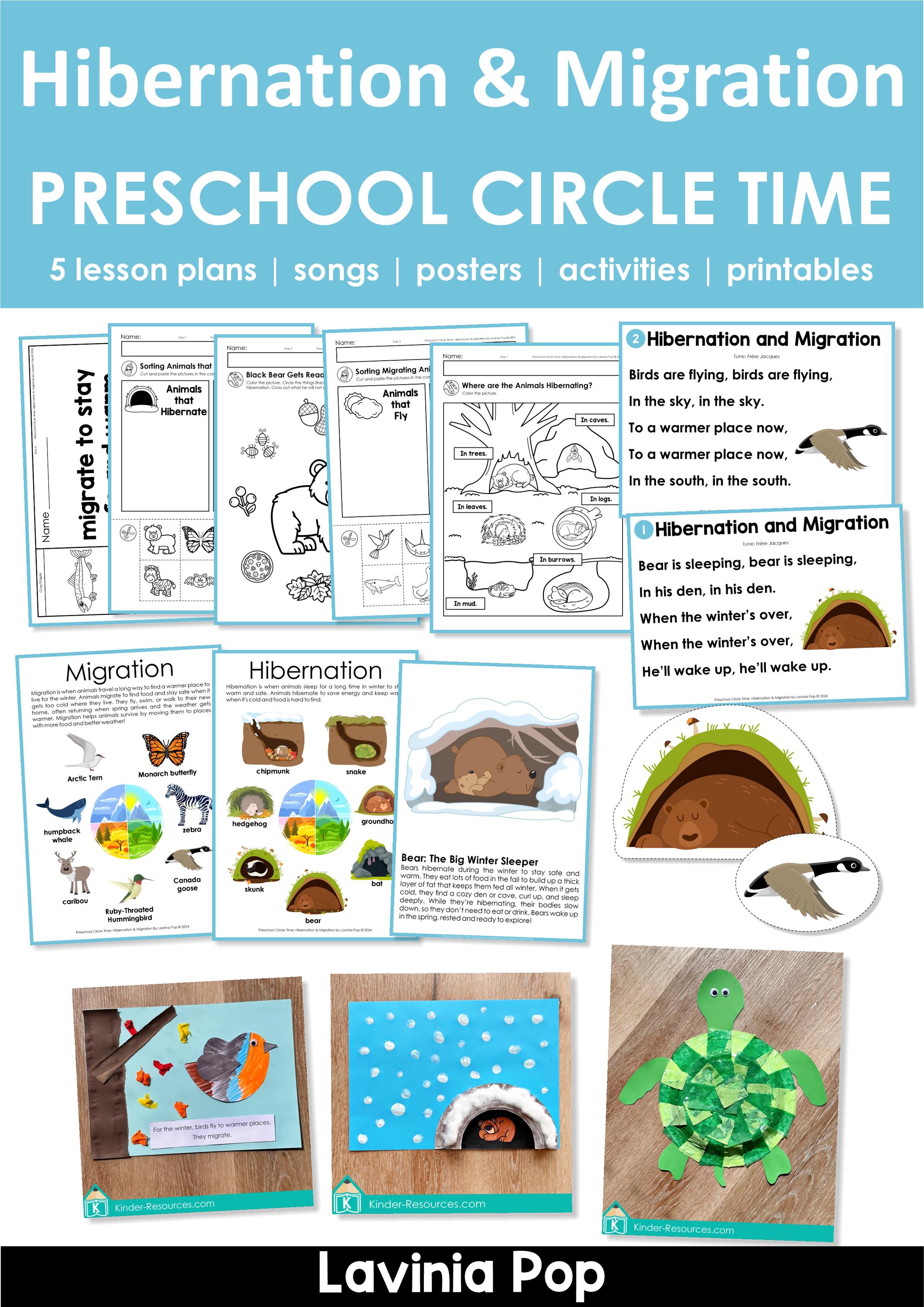 Hibernation and Migration Preschool Theme Curriculum Printables ...