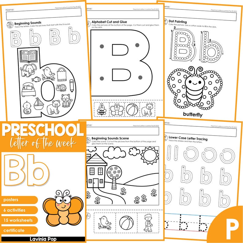 Preschool Alphabet Letter of the Week Curriculum B - Etsy