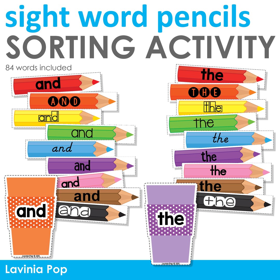 Printable Sight Word Sorting Activity | Colored Pencils - Etsy