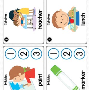 Back to School Syllables Clip It! Printable Activity - Etsy