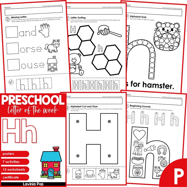 Preschool Alphabet Letter of the Week Curriculum H - Etsy