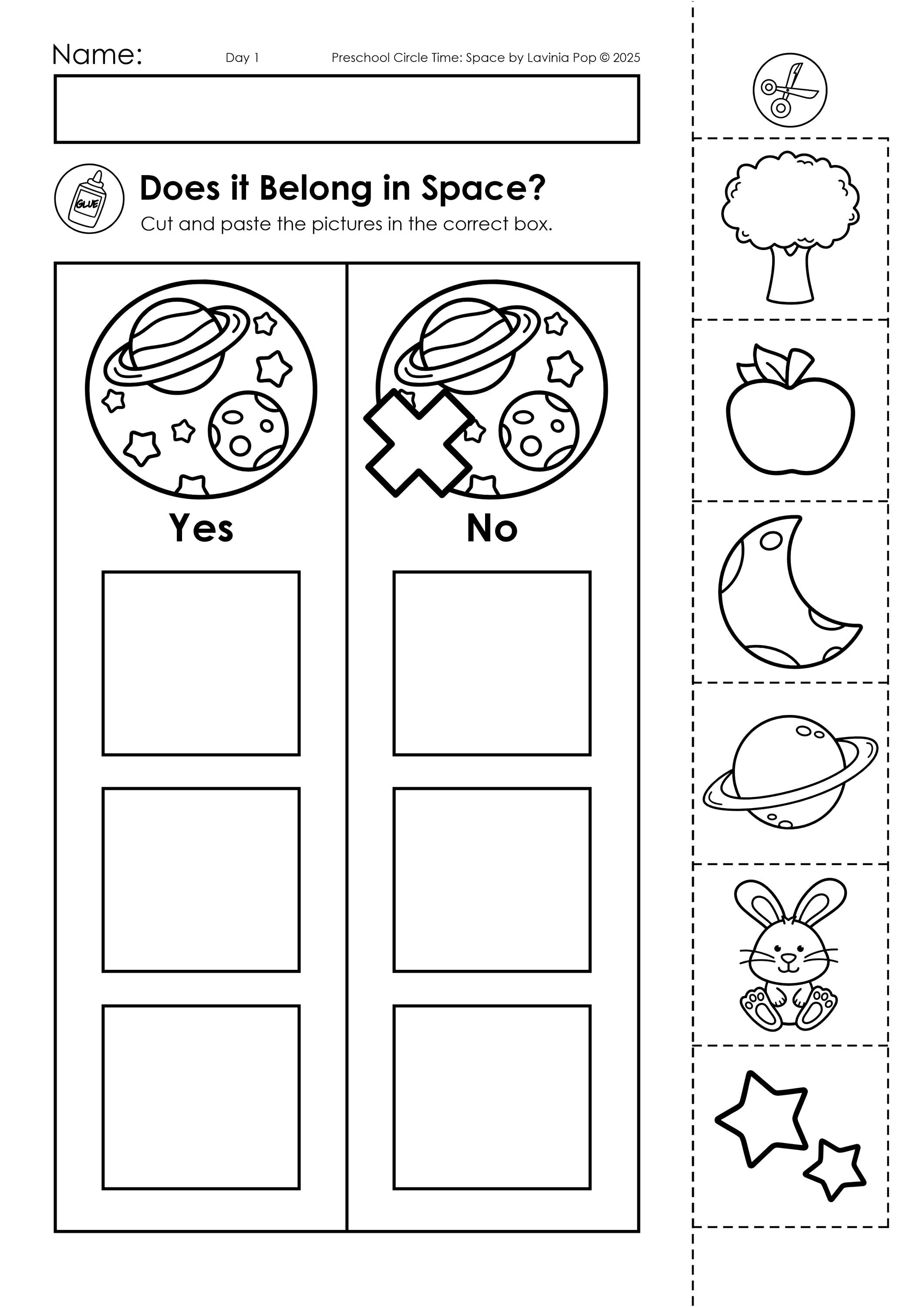 Space Preschool Theme Curriculum Printables | Preschool Circle Time ...