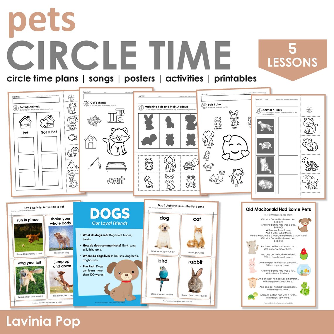 Pets Preschool Theme Curriculum Printables | Preschool Circle Time ...