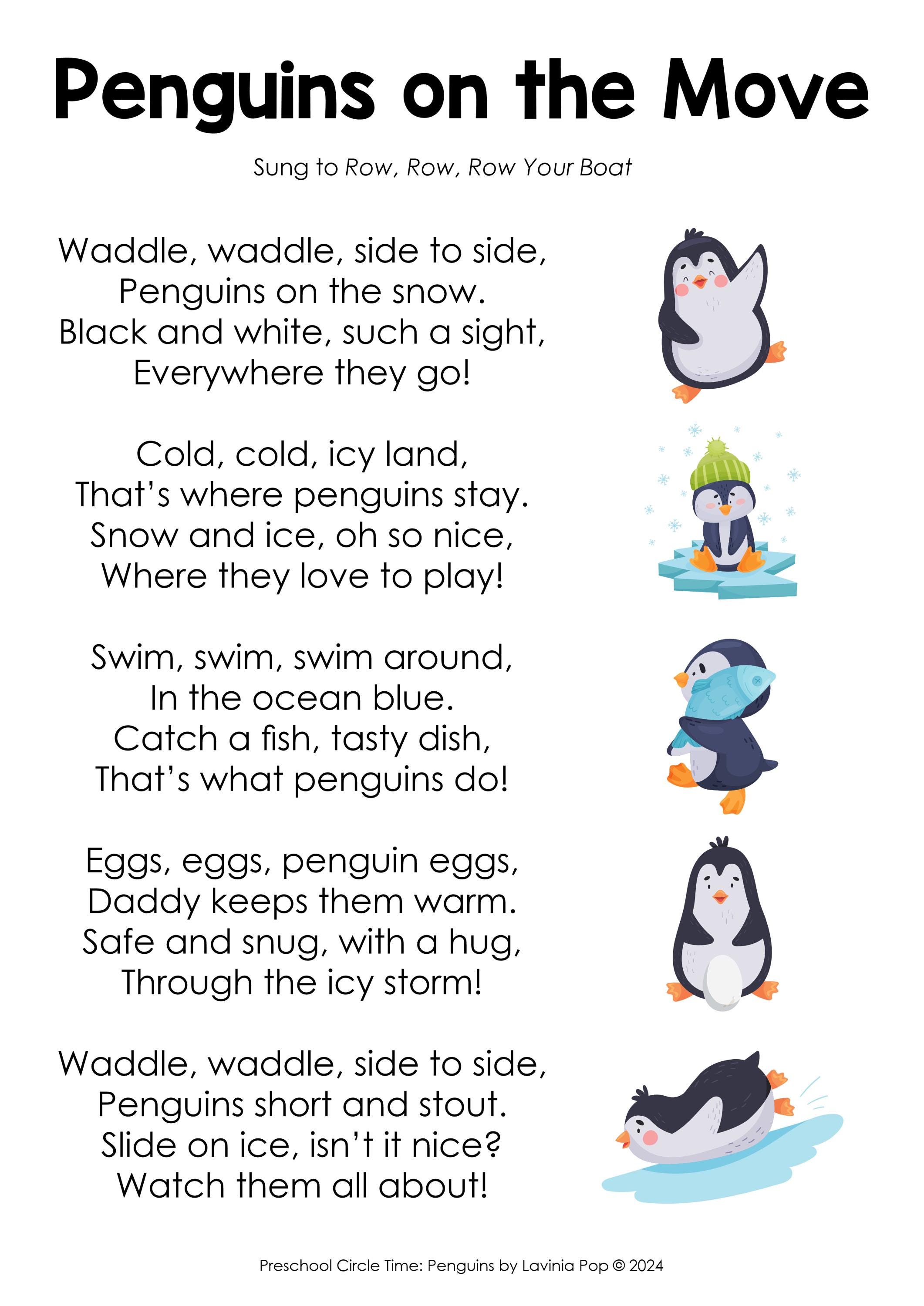 Penguins Preschool Theme Curriculum Printables | Preschool Circle Time ...