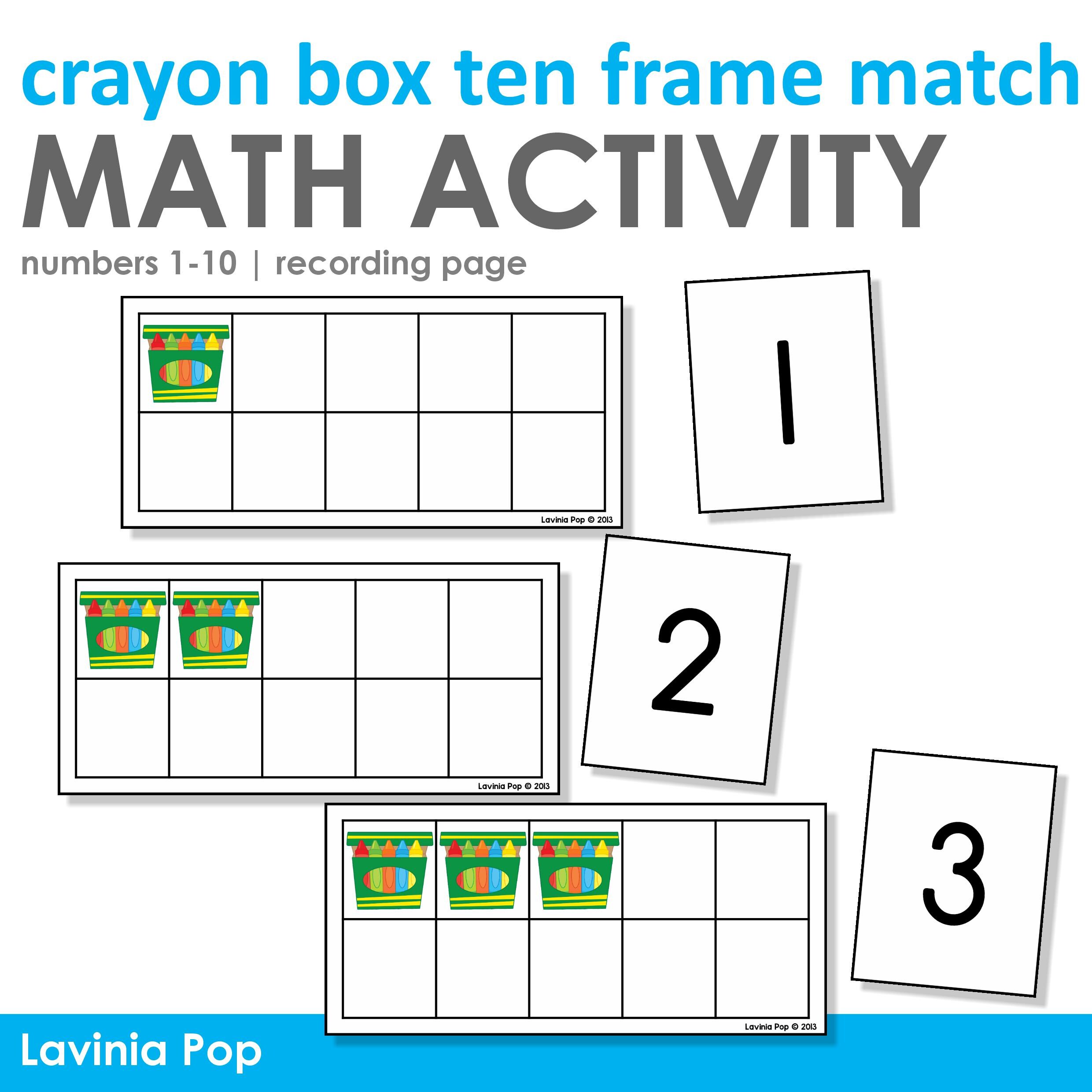 Crayon Box Ten Frame Match Printable Activity: Numbers 1-10 - Etsy