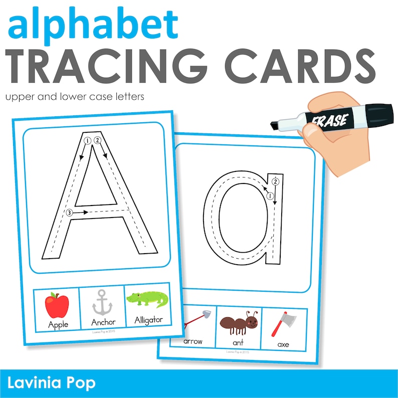 Alphabet Tracing Cards With Directional Arrows - Etsy