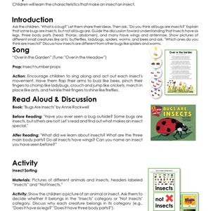 Insects Preschool Theme Curriculum Printables | Preschool Circle Time ...