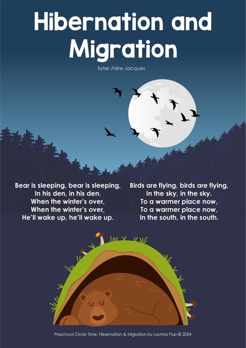 Hibernation and Migration Preschool Theme Curriculum Printables ...