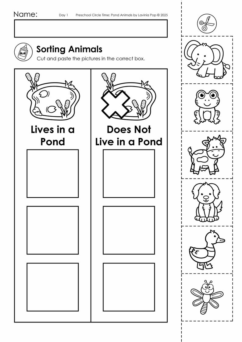Pond Animals Preschool Theme Curriculum Printables | Preschool Circle ...