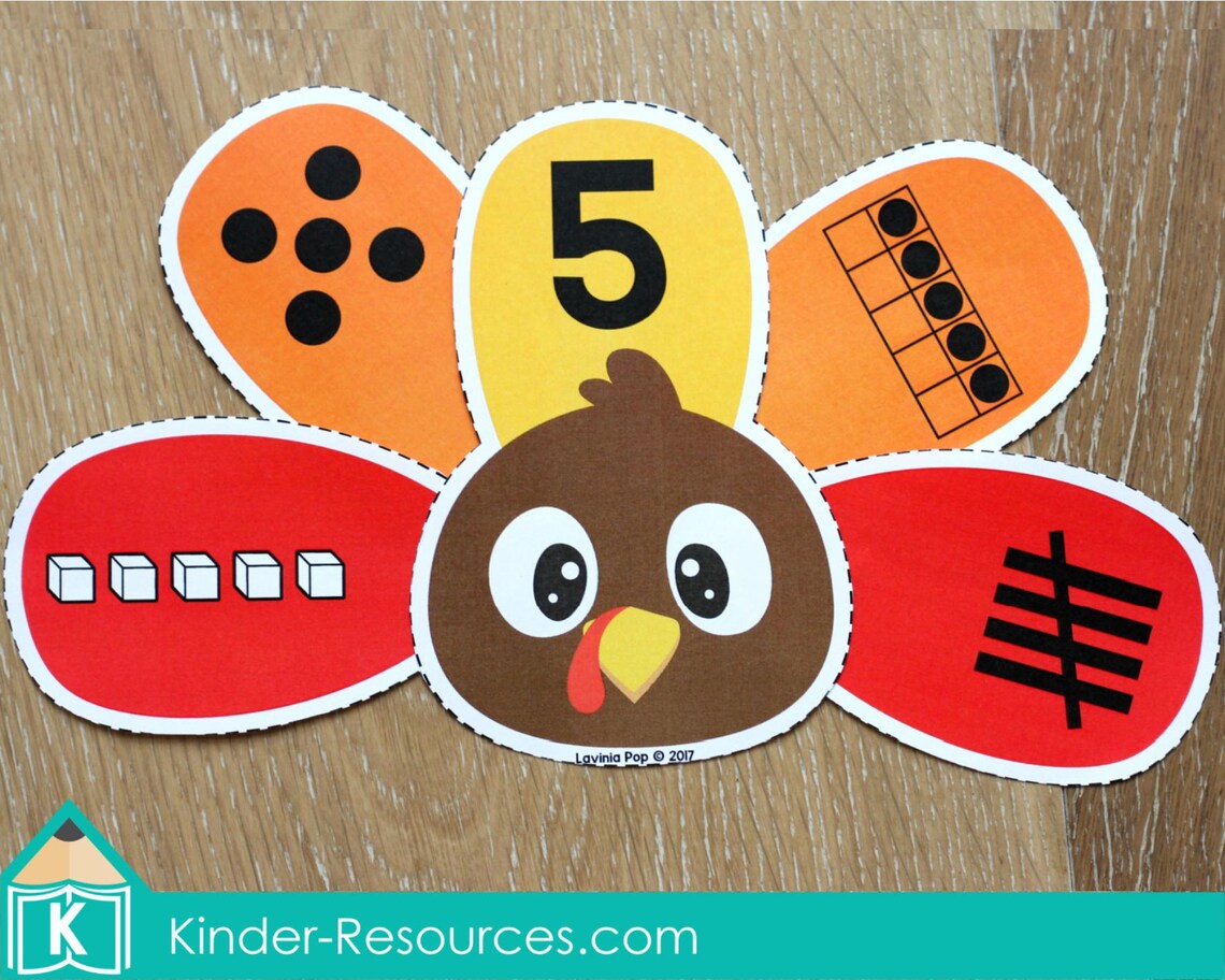 Thanksgiving Turkey Number Sense Match | Printable Math Activity for ...