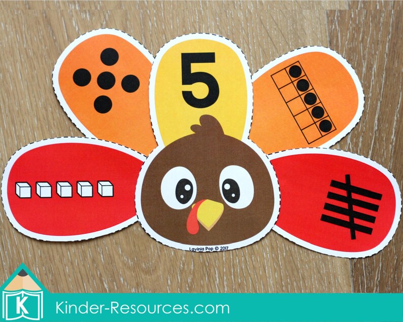 Thanksgiving Turkey Number Sense Match | Printable Math Activity for ...