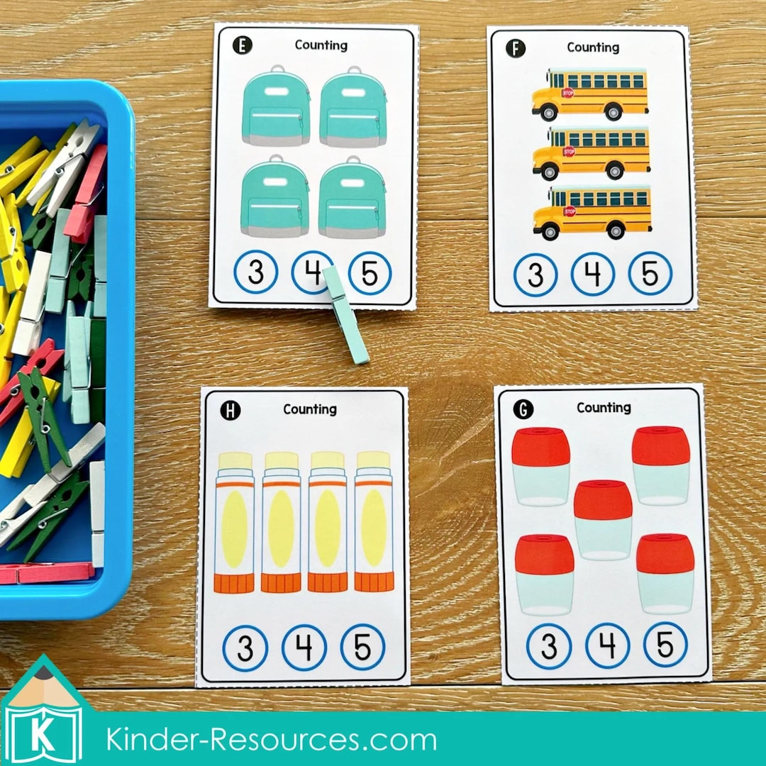 Counting Cards for Preschool and Kindergaren | School Theme - Etsy