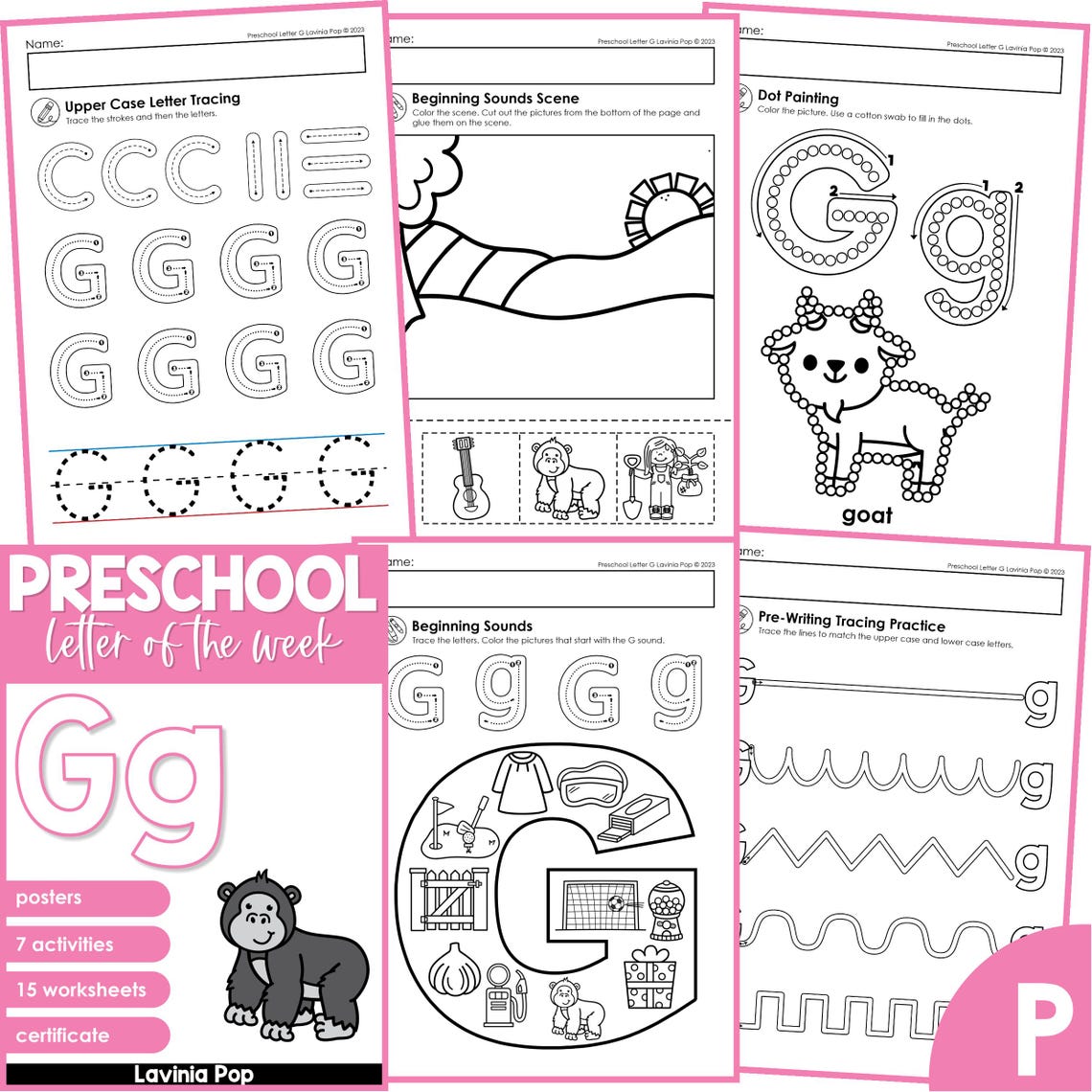 Preschool Alphabet Letter of the Week Curriculum G - Etsy