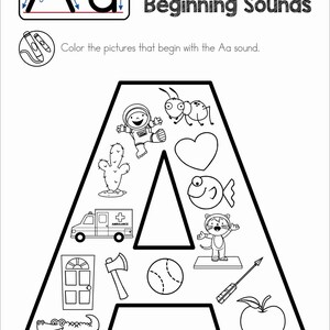 Beginning Sounds Color It! Alphabet Worksheets | Printable Activity - Etsy
