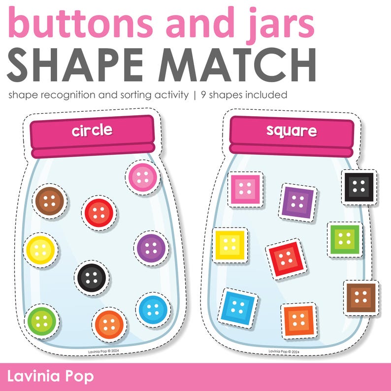 Buttons and Jars Shape Match | Fun Shape Recognition and Sorting Game ...