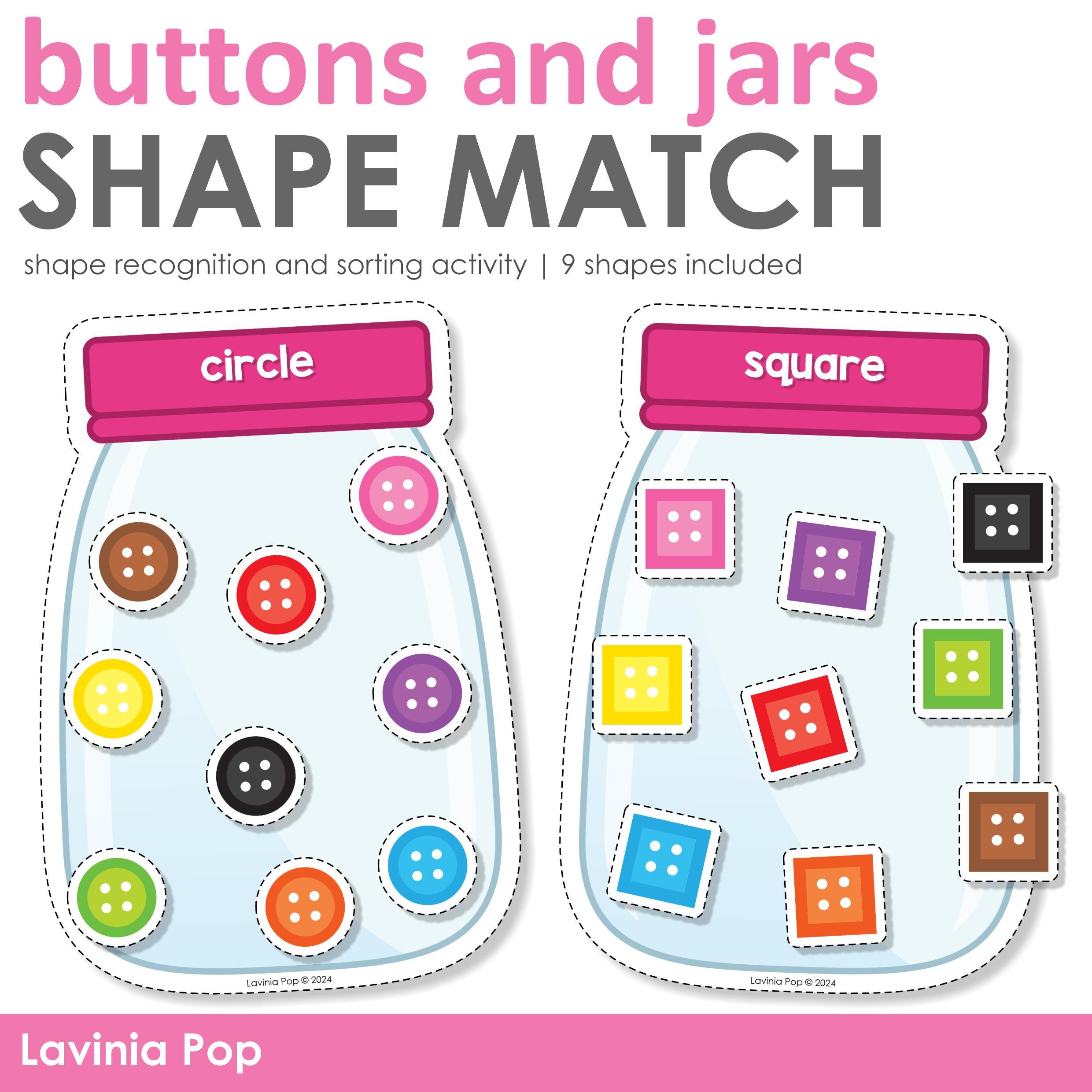 Buttons and Jars Shape Match | Fun Shape Recognition and Sorting Game ...