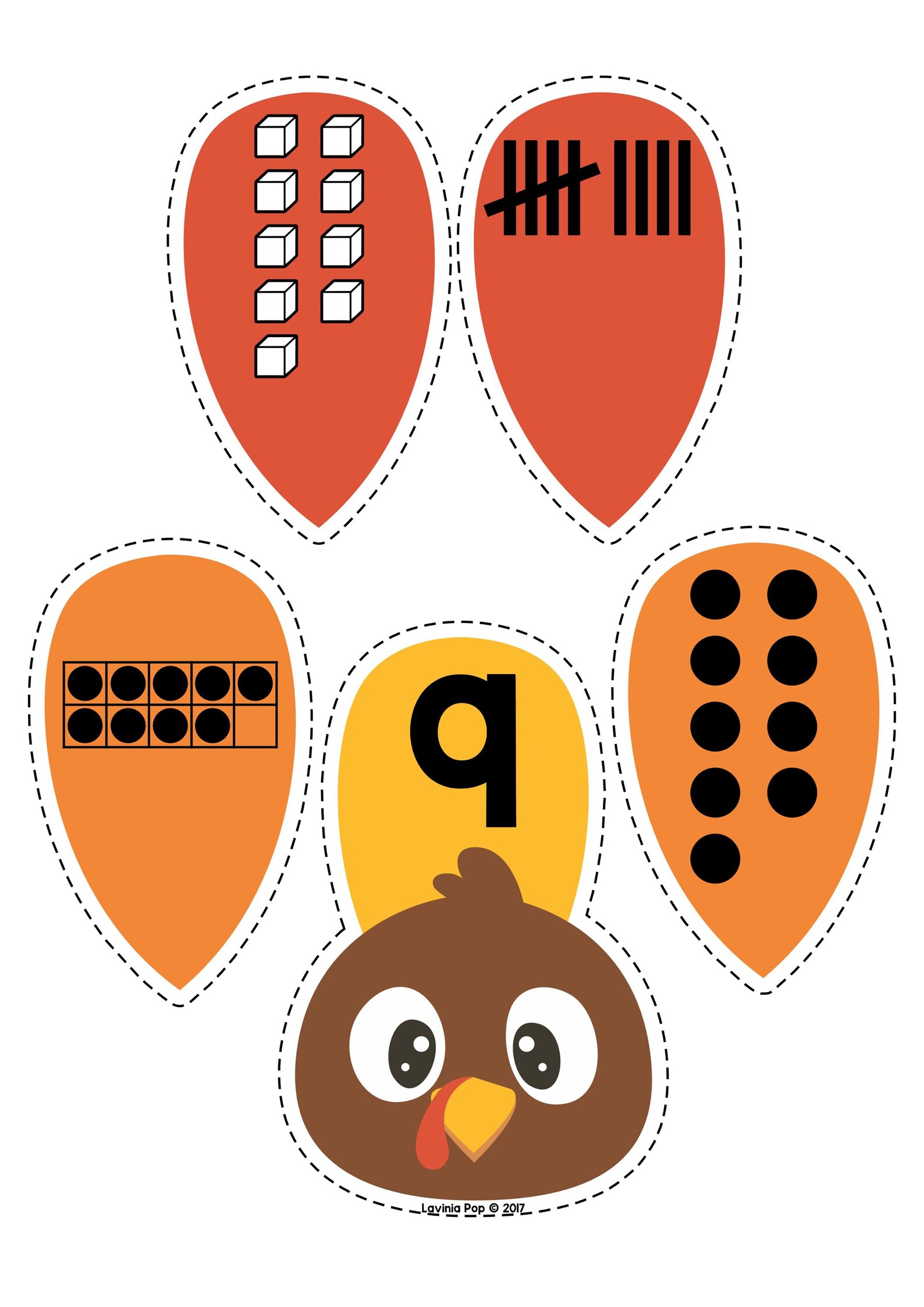 Thanksgiving Turkey Number Sense Match | Printable Math Activity for ...
