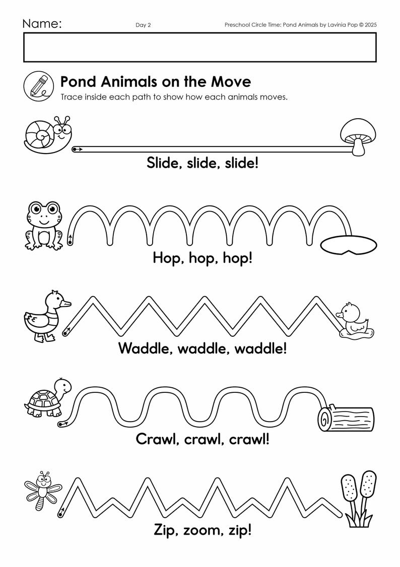 Pond Animals Preschool Theme Curriculum Printables | Preschool Circle ...