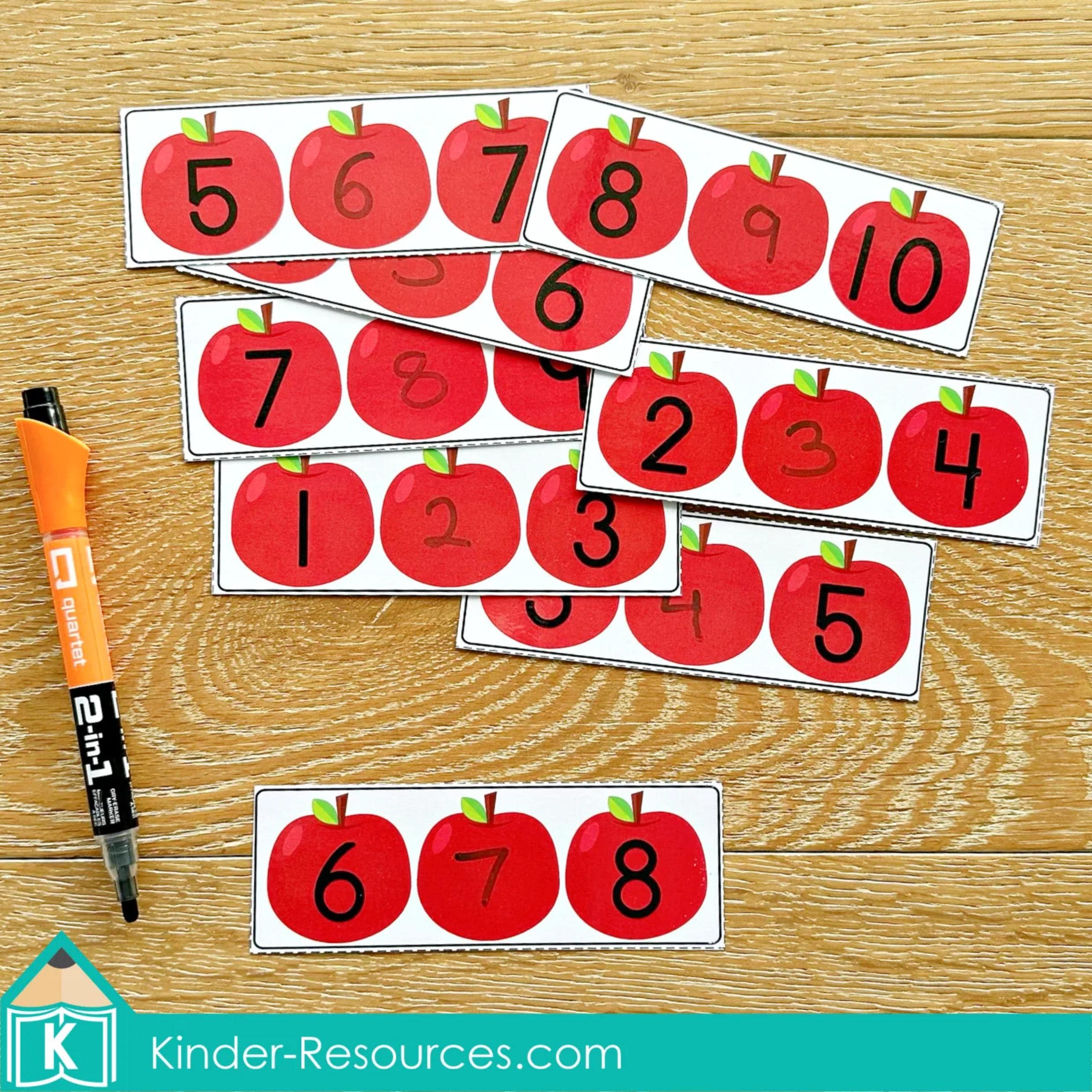Missing Numbers 1-20 | Apple Theme Printable Activity for Preschool and ...