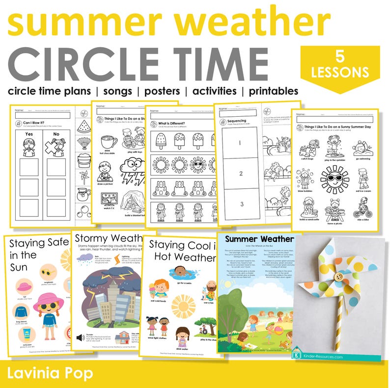 Summer Weather Preschool Theme Curriculum Printables | Preschool Circle ...