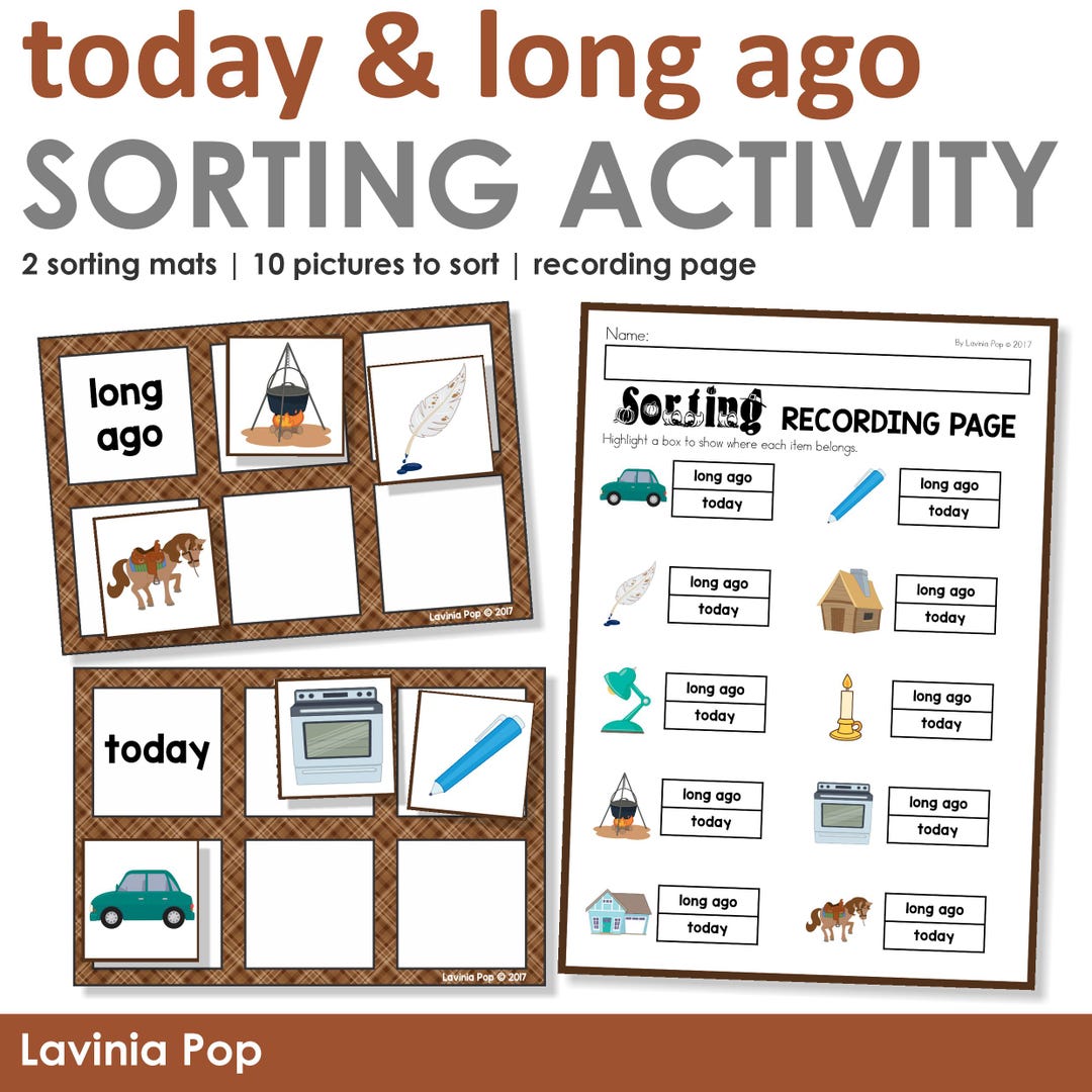 Long Ago and Today Sorting Activity | Thanksgiving Kindergarten ...